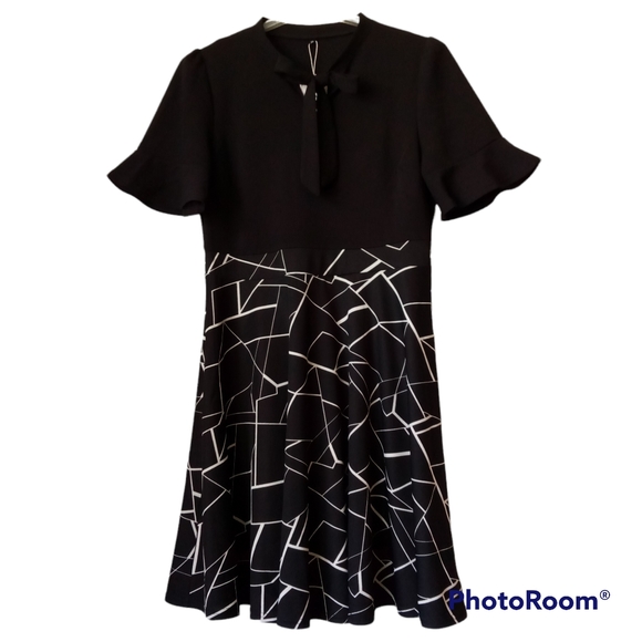 Raphee | Dresses | Ranphee Blackwhite Print Dress Fit Flare Xl Trumpet ...